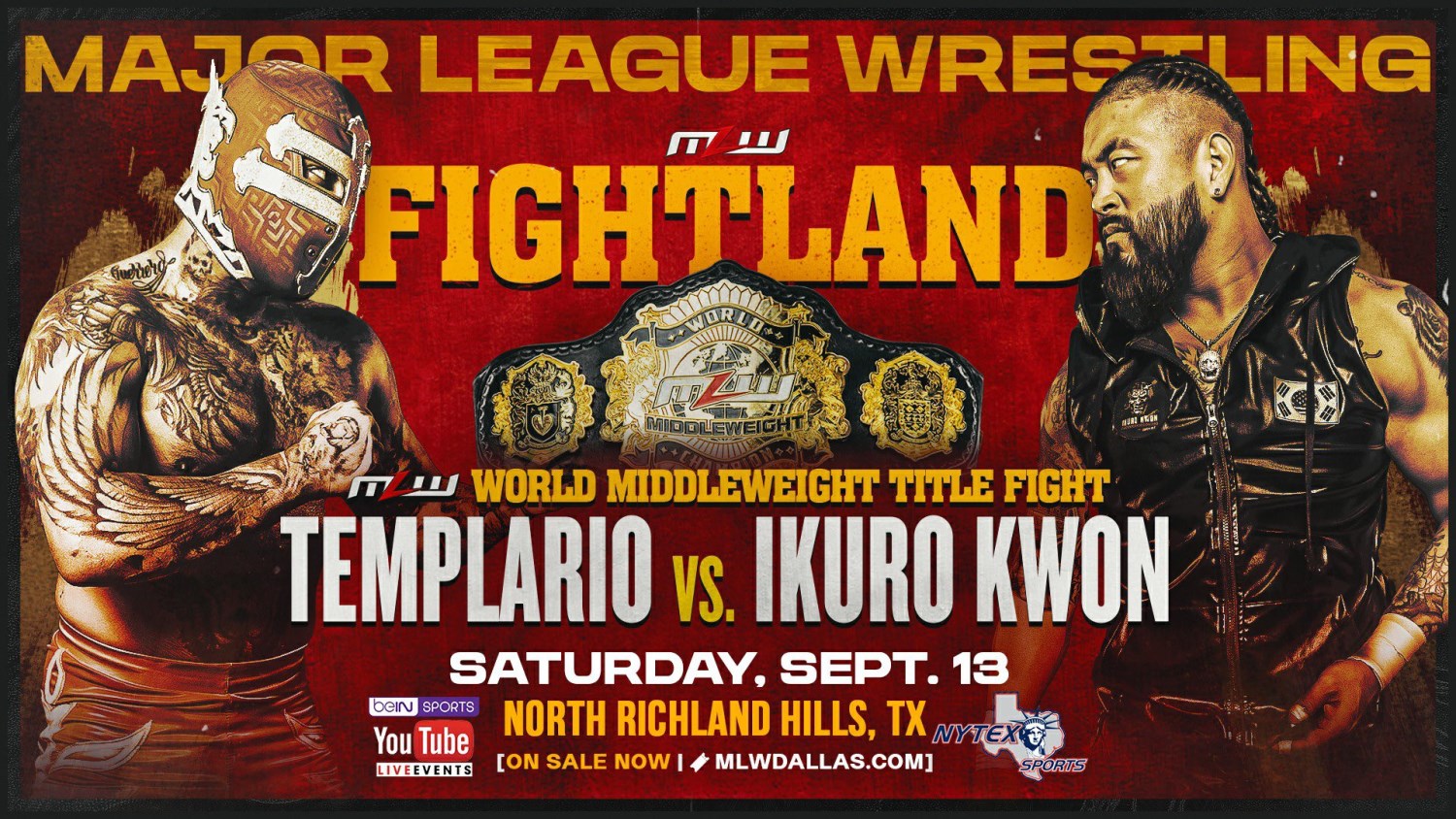Ikuro Kwon vs. Templario For The World Middleweight Championship Has Been Added To MLW FIGHTLAND